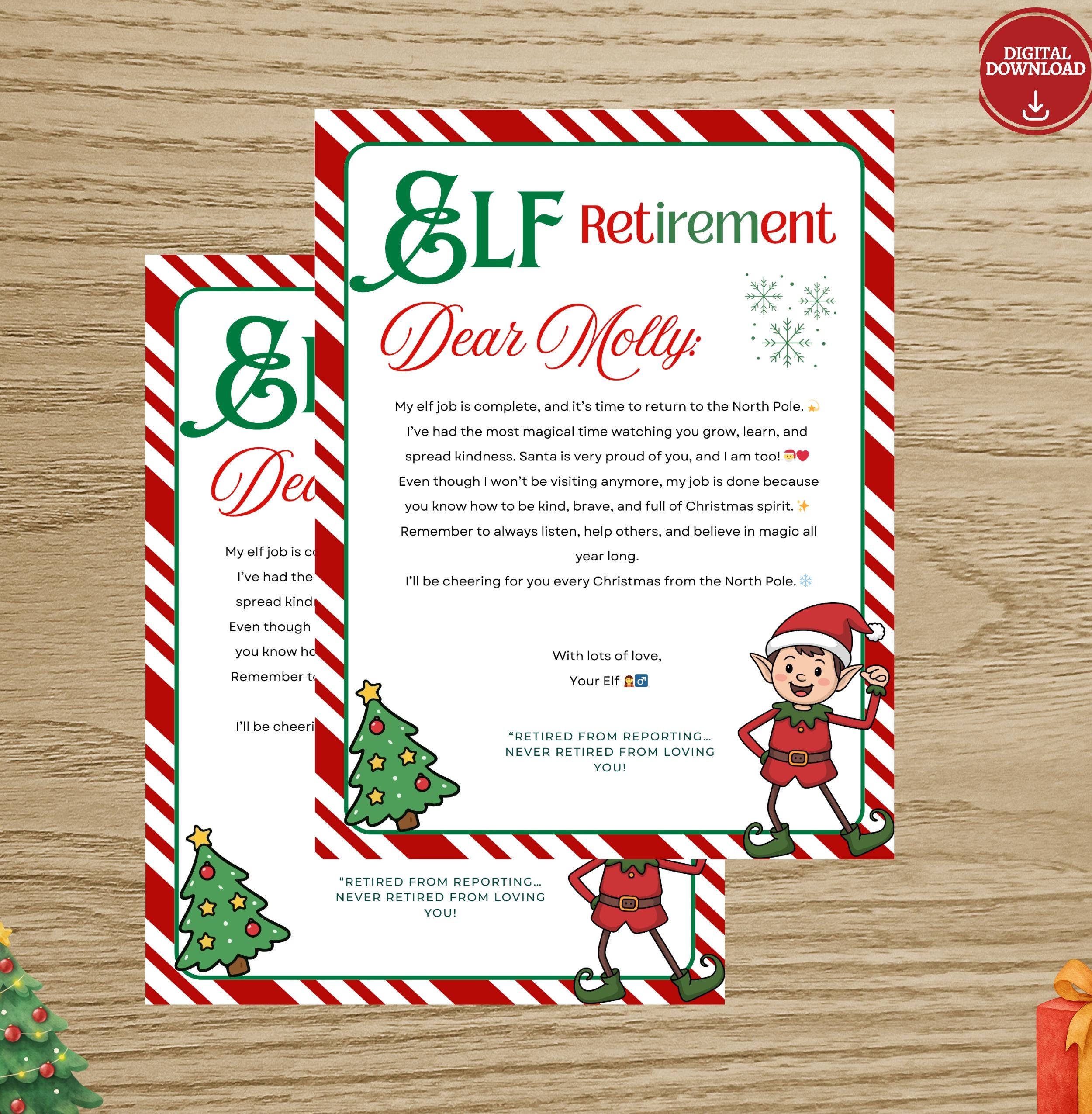 Custom Elf Retirement Letter Elf Not Visiting Elf New Mission Letter ...