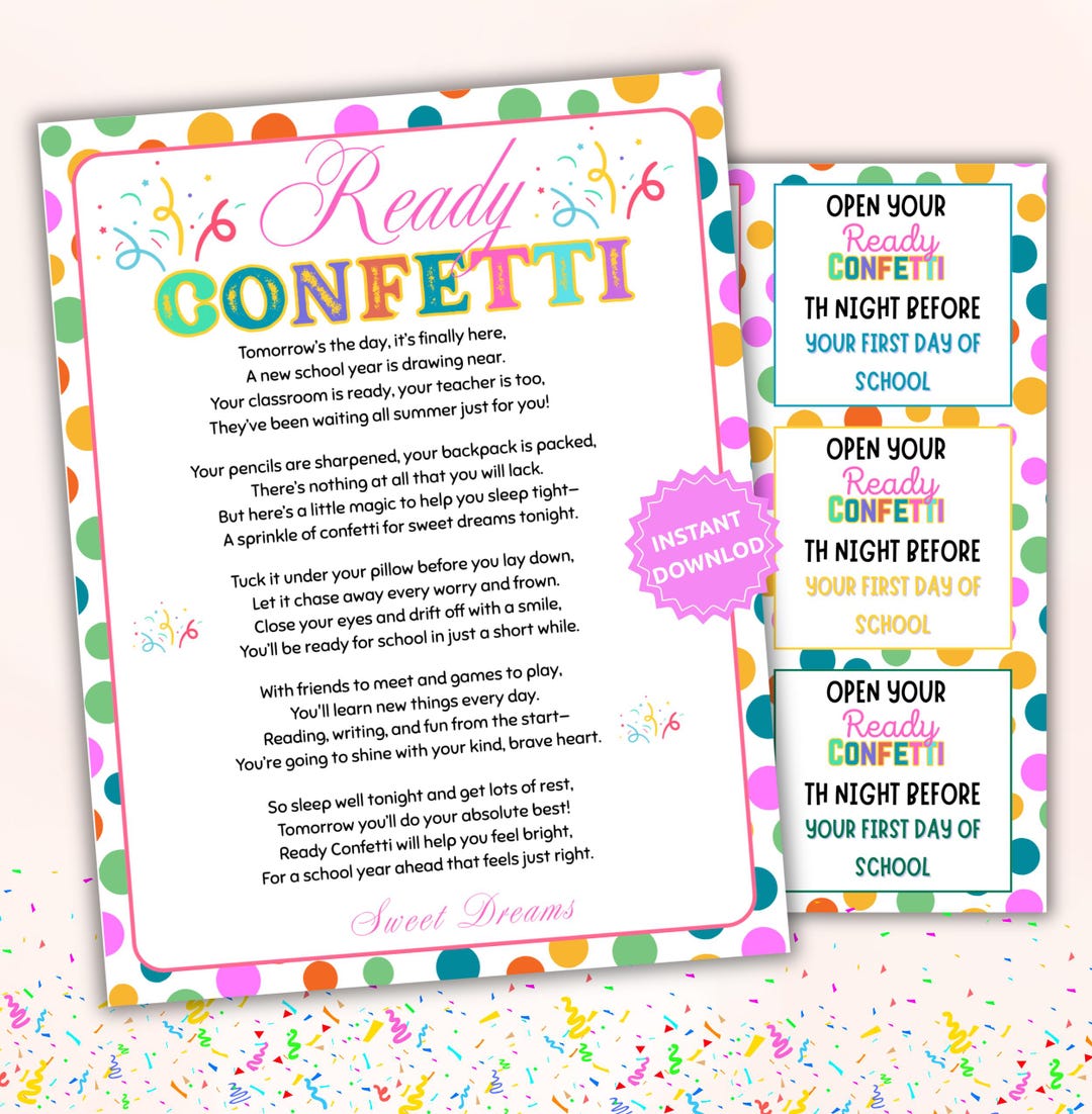 Ready Confetti Poem, Back to School Poems, Ready Confetti for Teachers ...