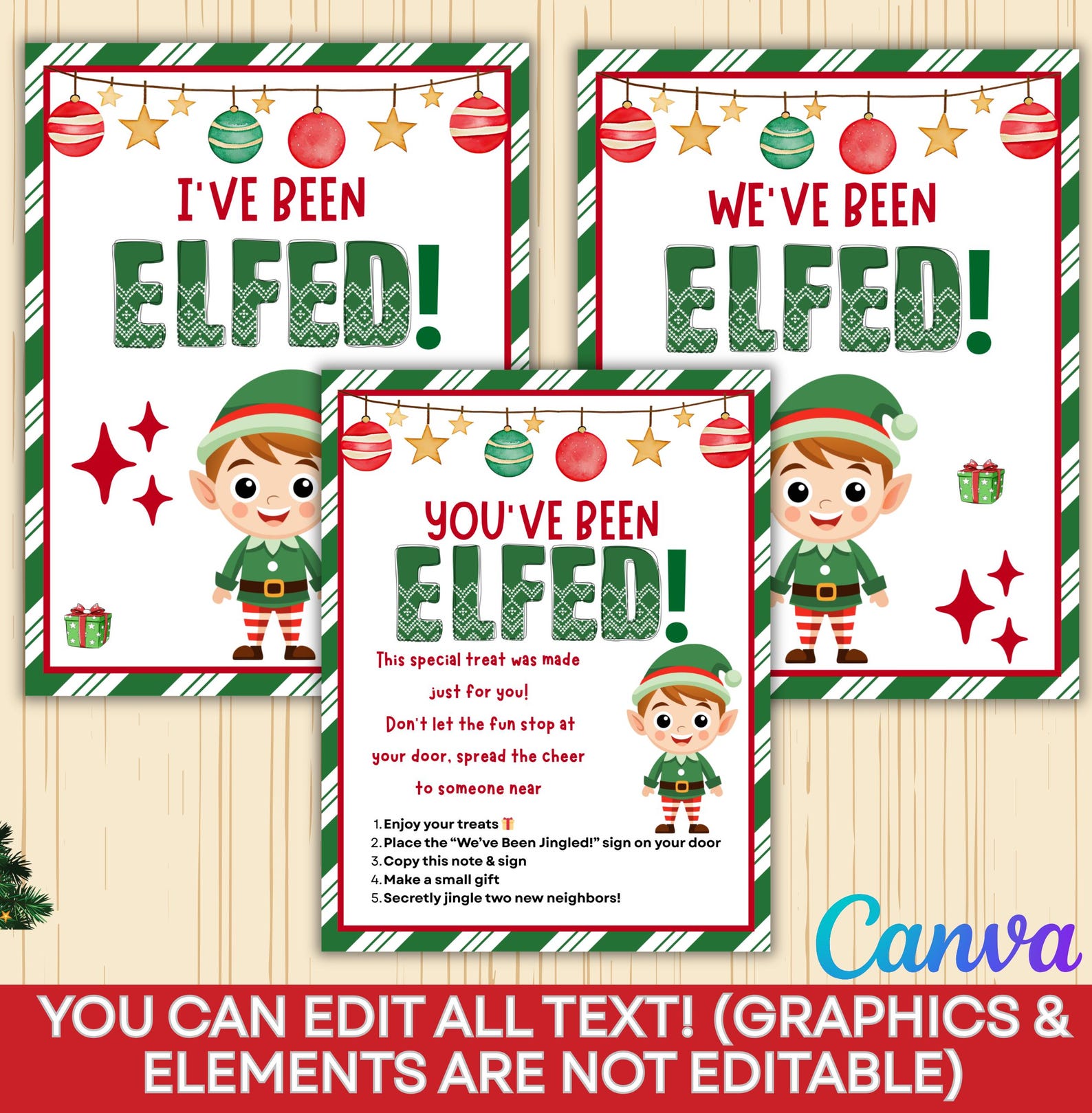 Editable You've Been Elfed Printable |i Have Been Elfed Tag, Christmas ...