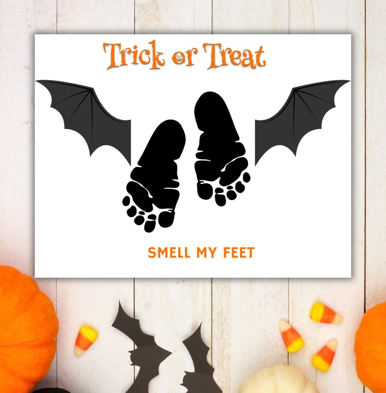 Trick or Treat Printable | Smell My Feet Halloween Art | Kids Footprint ...