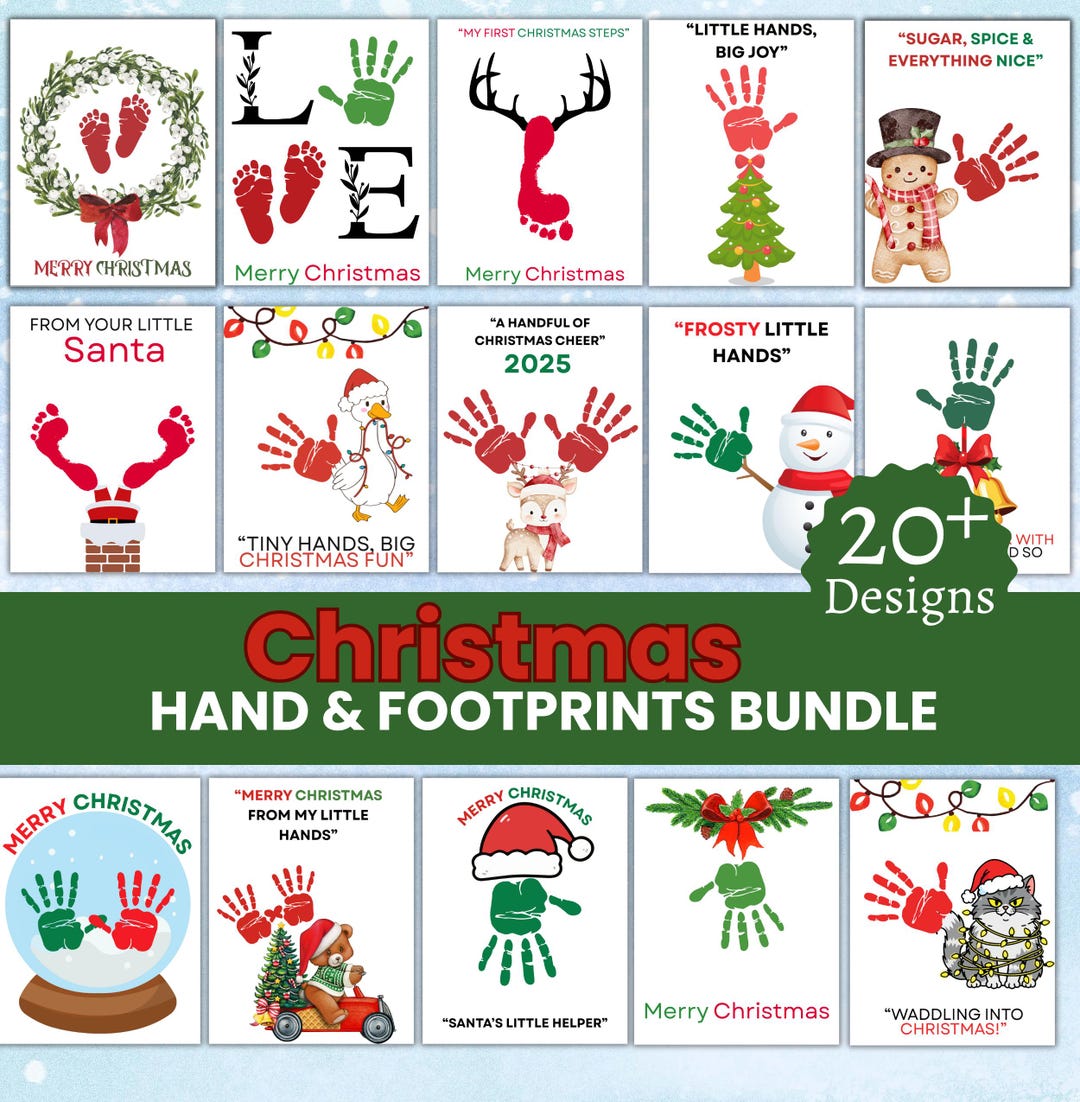 20 Christmas Handprint Craft Bundle,baby First Christmas Handprint ...