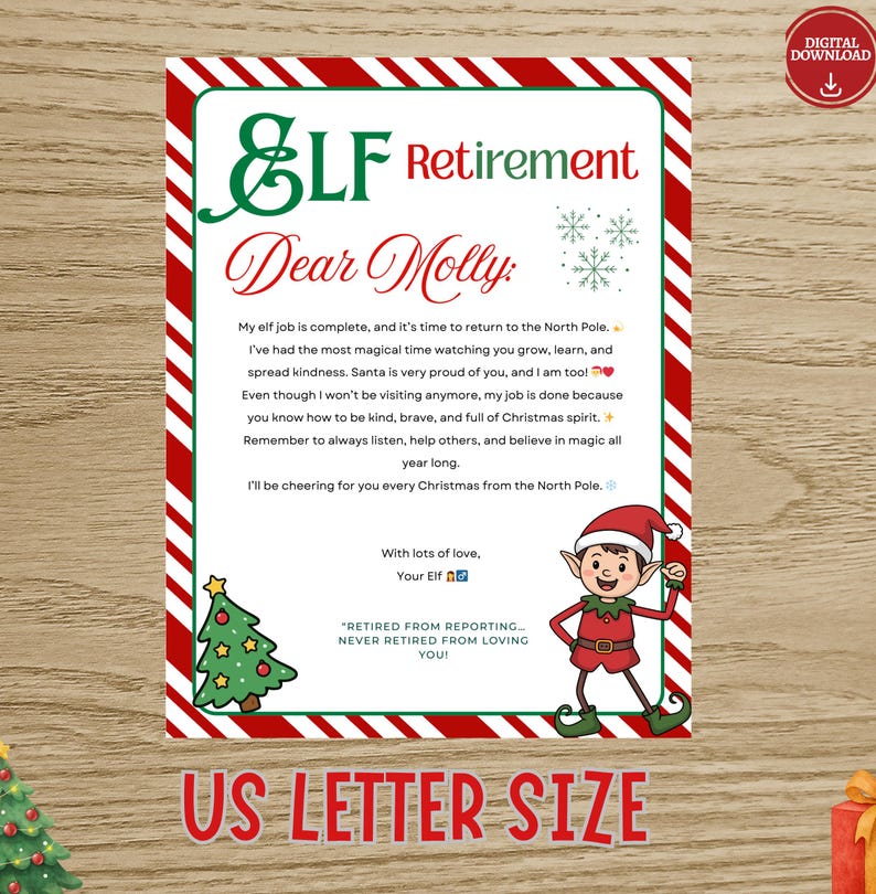 Custom Elf Retirement Letter Elf Not Visiting Elf New Mission Letter ...