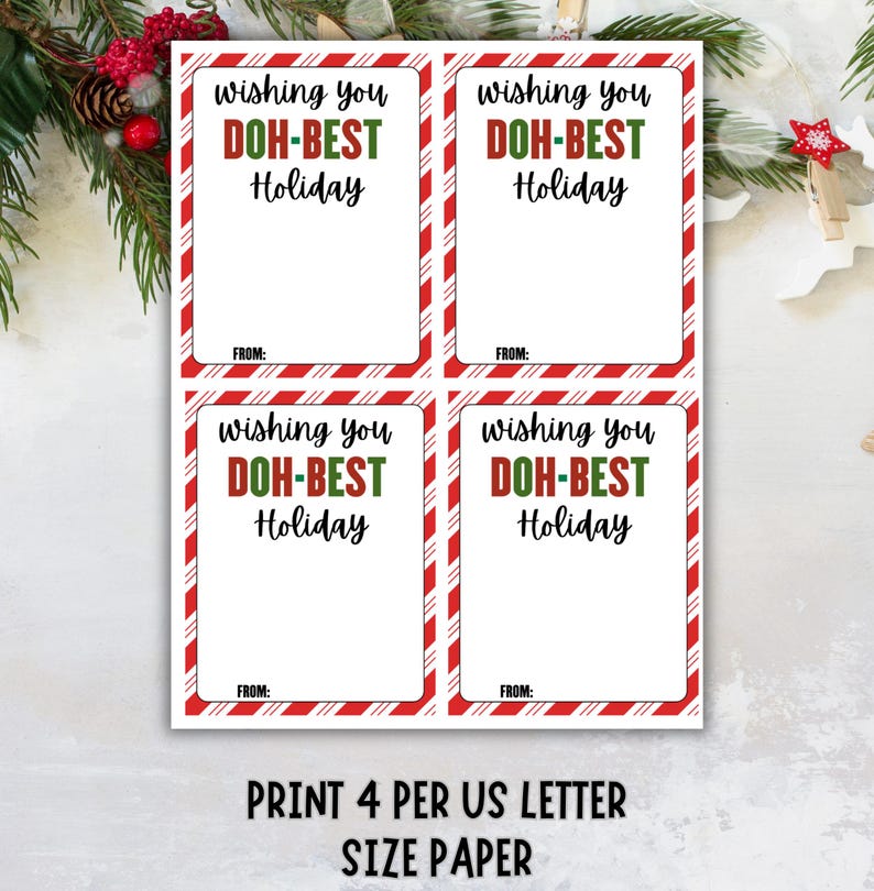 Christmas Play Dough Card Printable, Play Dough Holder, Classroom Favor ...