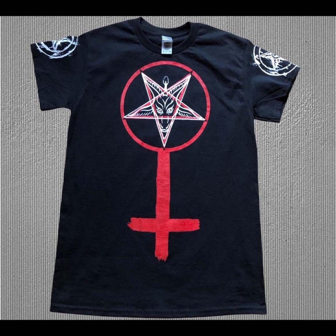 Inverted Pentacle Pentagram Cross Baphomet Sigil Hail Satan T Shirt ...
