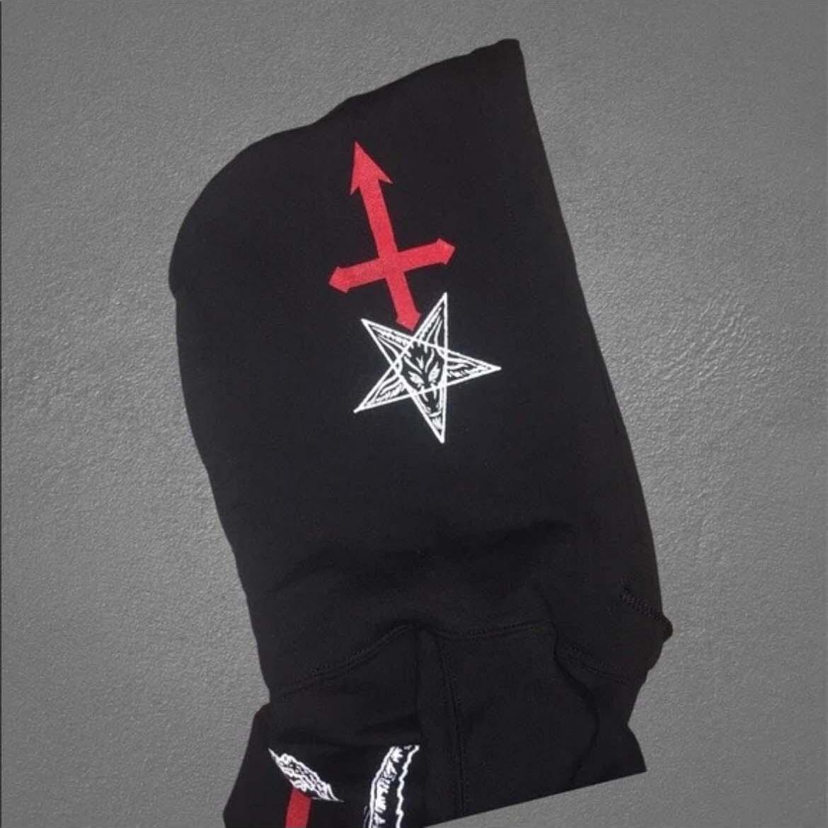 Baphomet Inverted Crosses Hail Satan Hoodie Small to Extra Large Sizes ...