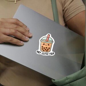 Hey Cute-tea Boba Sticker – Kawaii Bubble Tea Vinyl Decal – Cute Milk ...