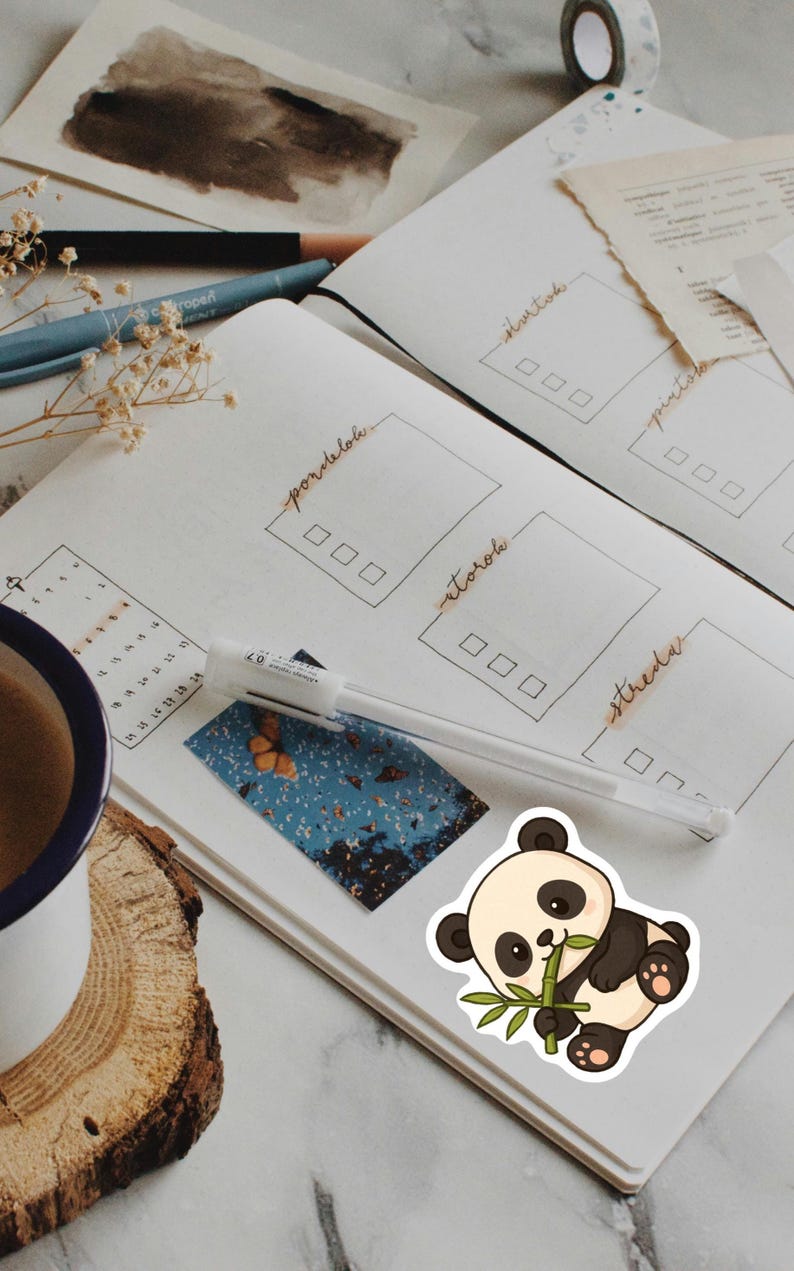 Cute Panda Eating Bamboo Sticker – Kawaii Animal Vinyl Sticker ...