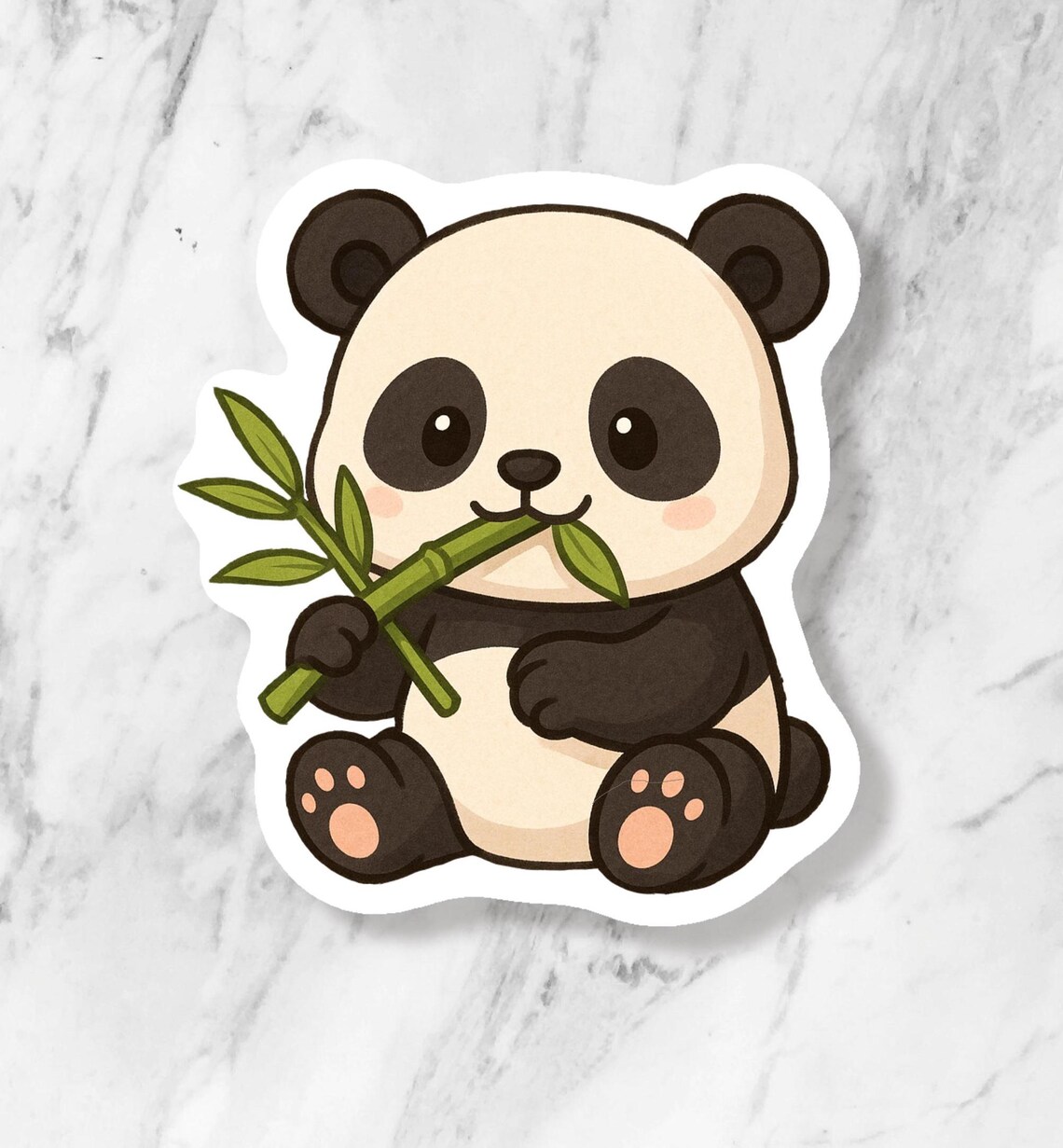 Cute Panda Eating Bamboo Sticker – Kawaii Animal Vinyl Sticker ...