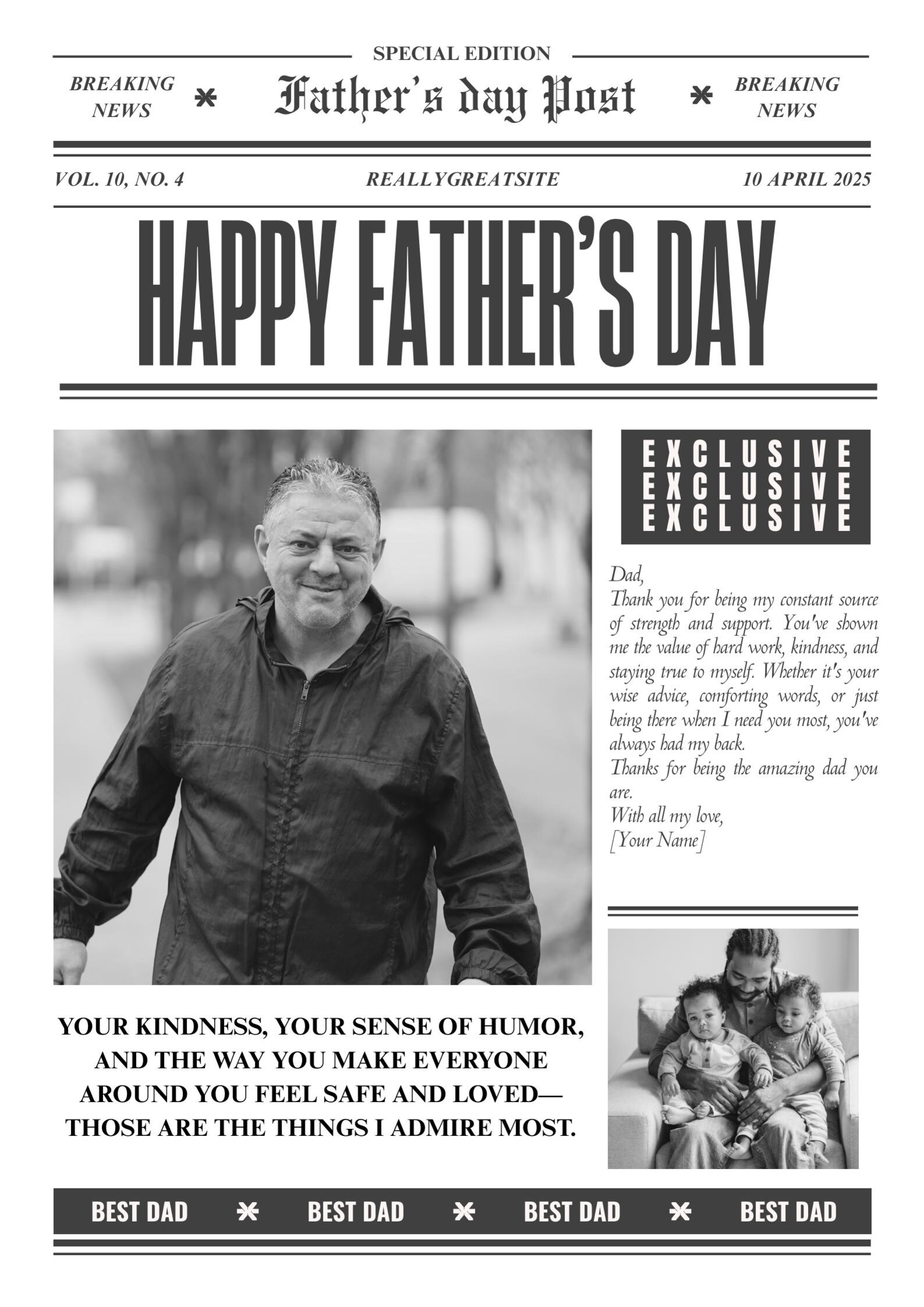 Father's Day Newspaper Template, Father’s Day Newspaper Template, Canva ...