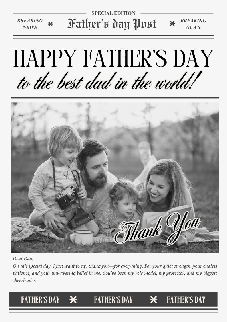 Father's Day Newspaper Template, Father’s Day Newspaper Template, Canva ...