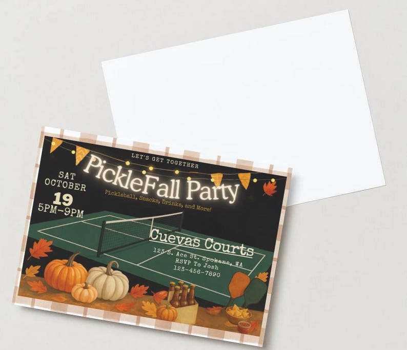 Fall Pickleball Party Invitation: Editable Autumn Sports Template (PDF ...