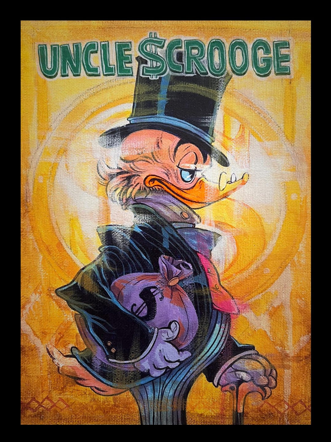 Uncle Scrooge – Golden Dollar Glow , Unframed (acrylic Painting on ...