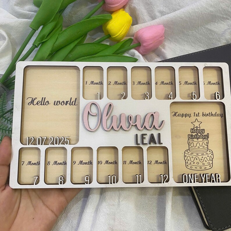 Baby Monthly Milestone Photo Frame,personalized Newborn to 1 Year Frame ...