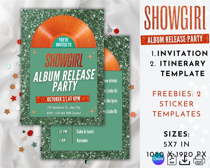 Showgirl Album Release Party Invitation: Retro Listening Party Flyer ...