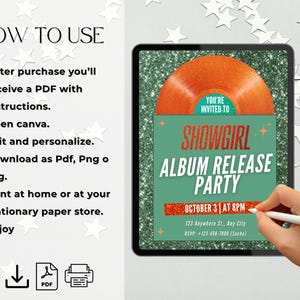 Showgirl Album Release Party Invitation: Retro Listening Party Flyer ...