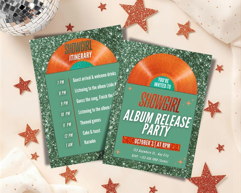 Showgirl Album Release Party Invitation: Retro Listening Party Flyer ...