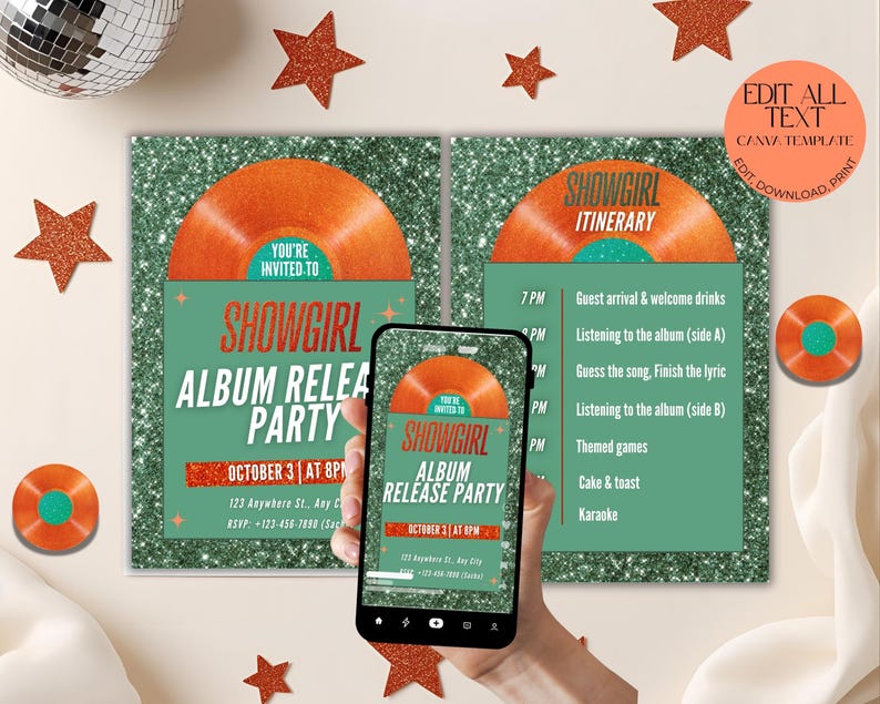 Showgirl Album Release Party Invitation: Retro Listening Party Flyer ...