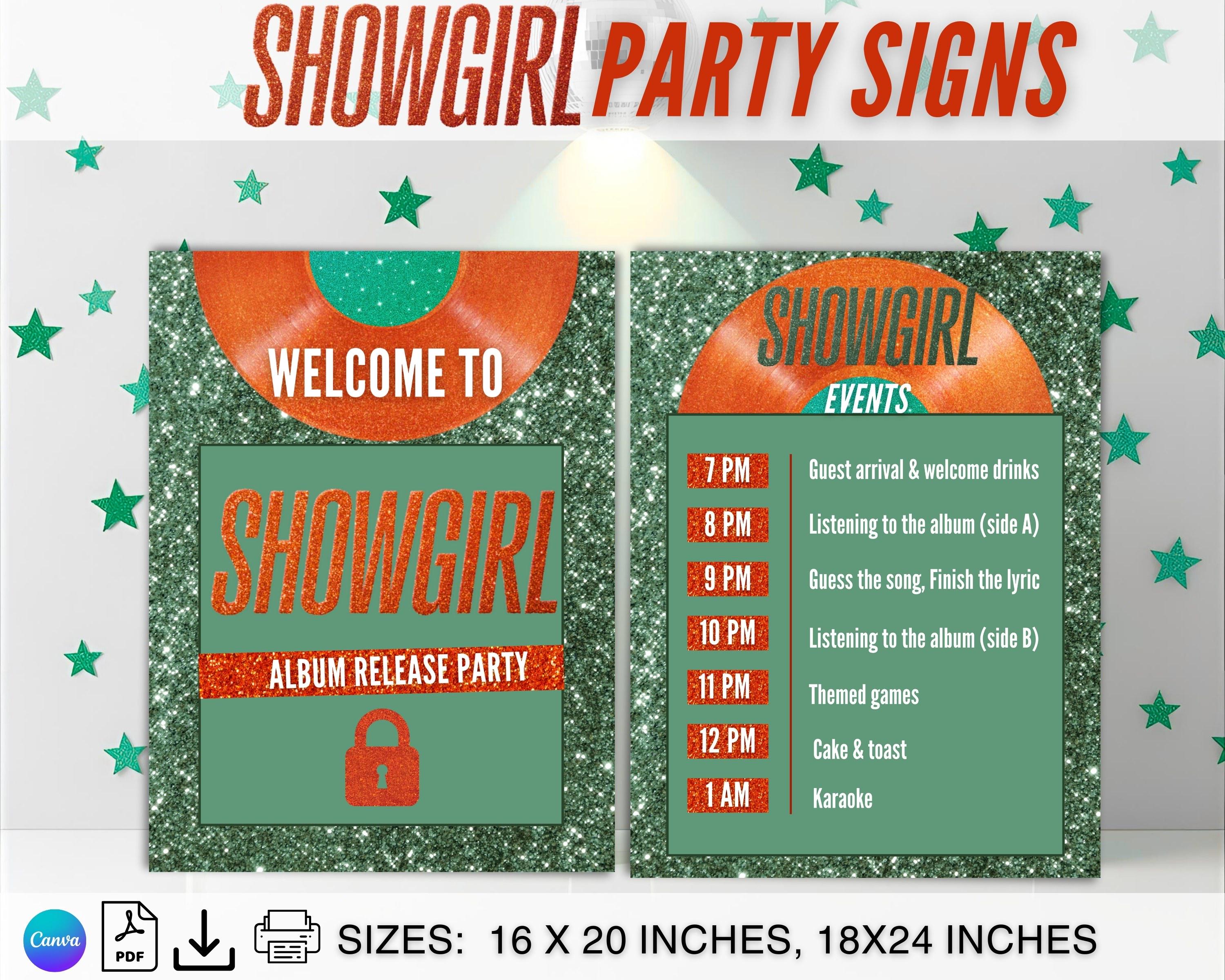 Showgirl Album Release Party Welcome Sign: Orange Glitter Retro ...