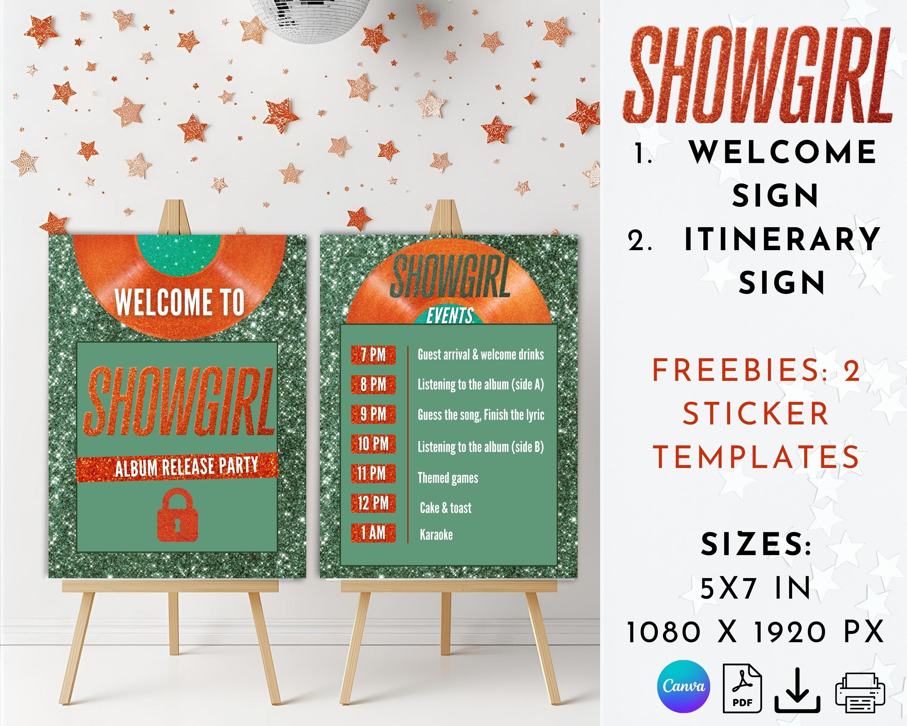 Showgirl Album Release Party Welcome Sign: Orange Glitter Retro ...