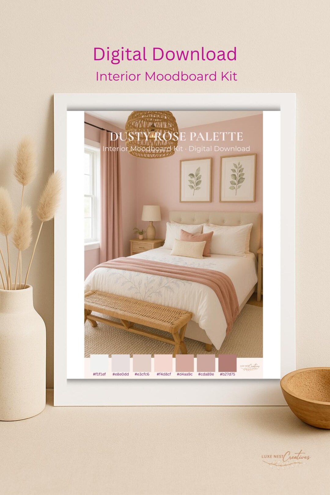 Interior Design Moodboard Kit, Dusty Rose Palette, Interior Styling ...