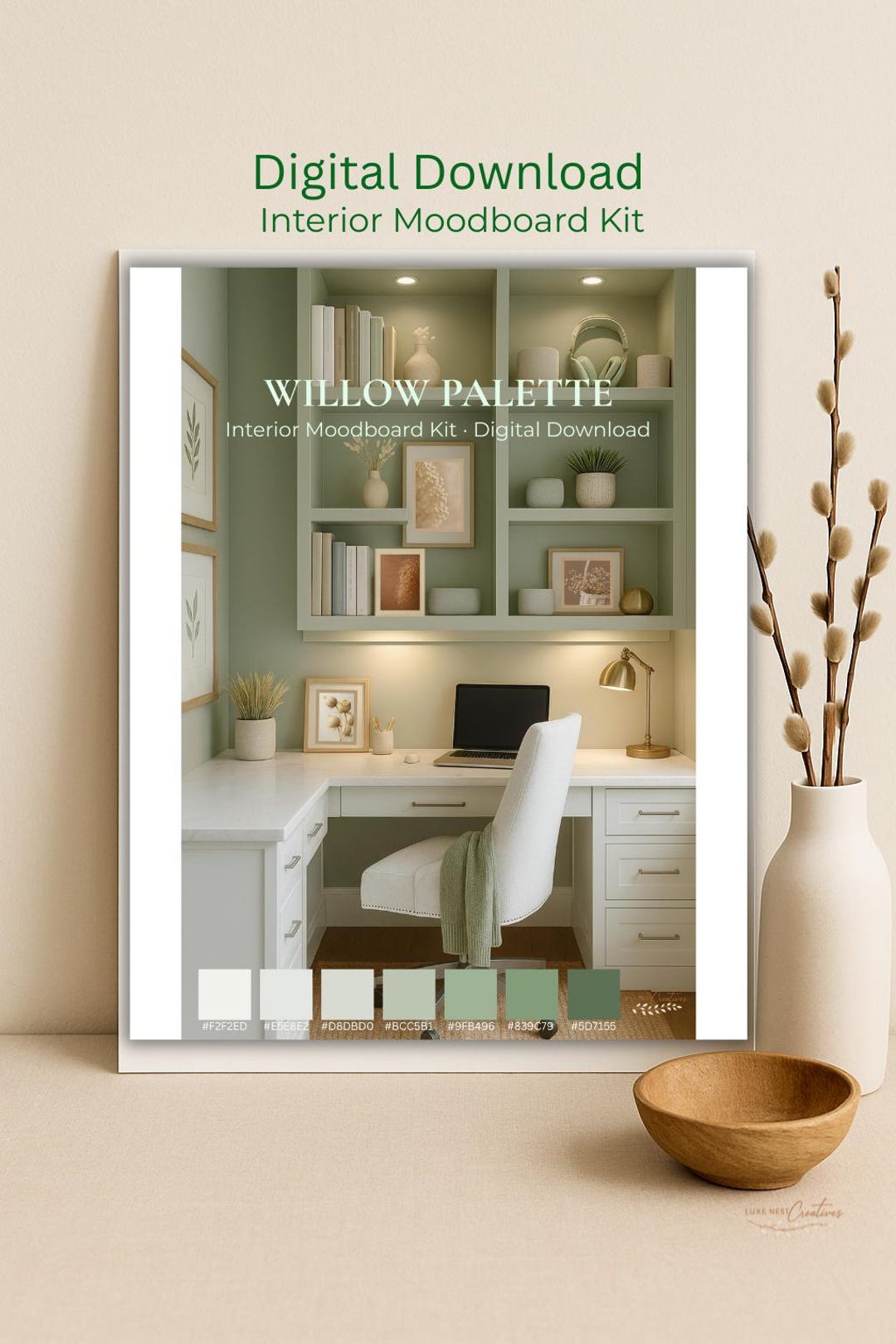 Digital Moodboard Download Kit, Interior Design Willow Palette ...