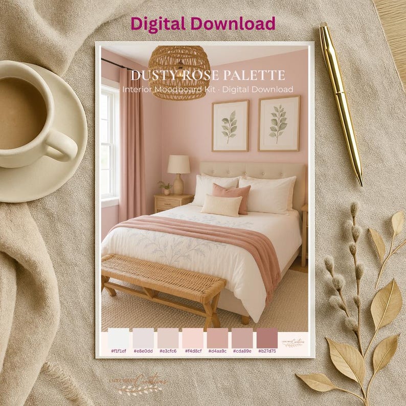 Interior Design Moodboard Kit, Dusty Rose Palette, Interior Styling ...