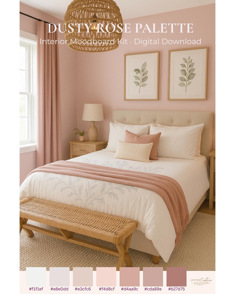 Interior Design Moodboard Kit, Dusty Rose Palette, Interior Styling ...