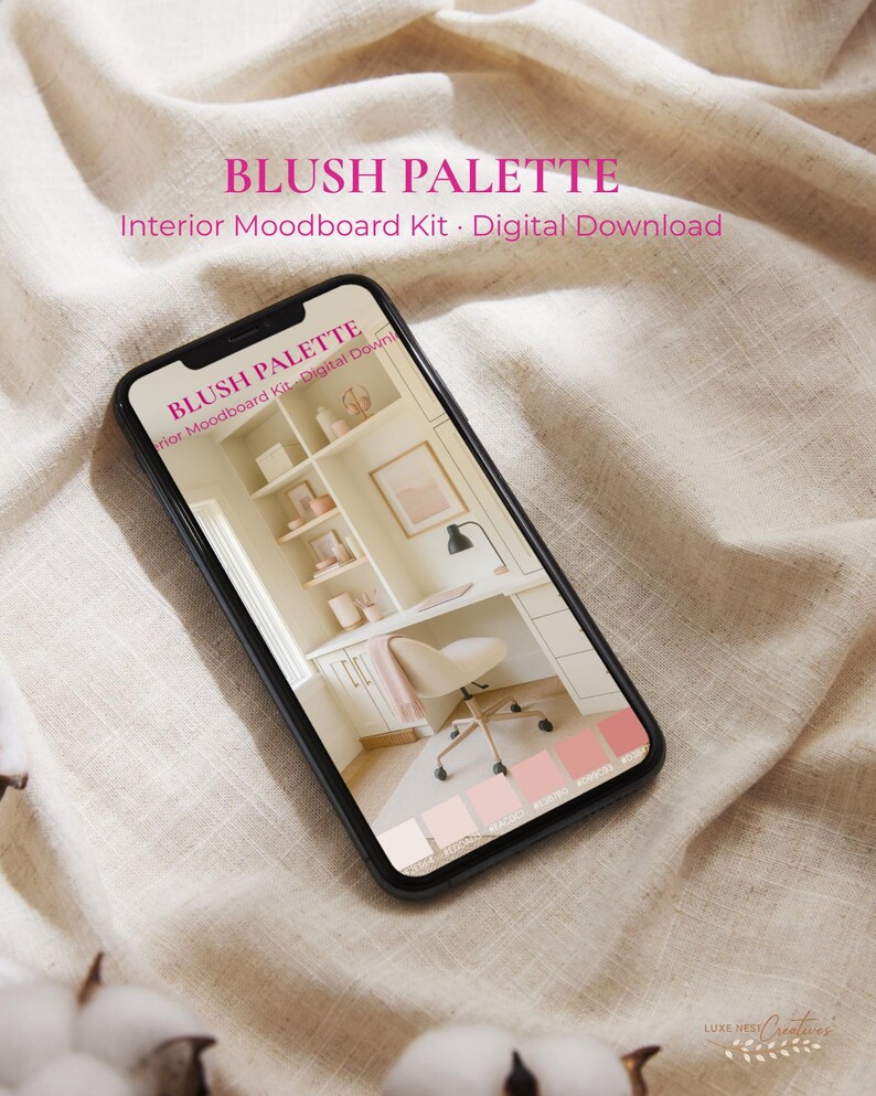 Digital Moodboard Download Kit, Interior Design Blush Palette, Interior ...
