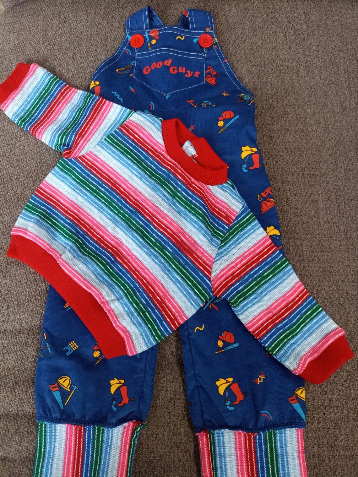 Chucky Doll Set 1:1 Scale - Knitted Sweater and Corduroy Overalls ...