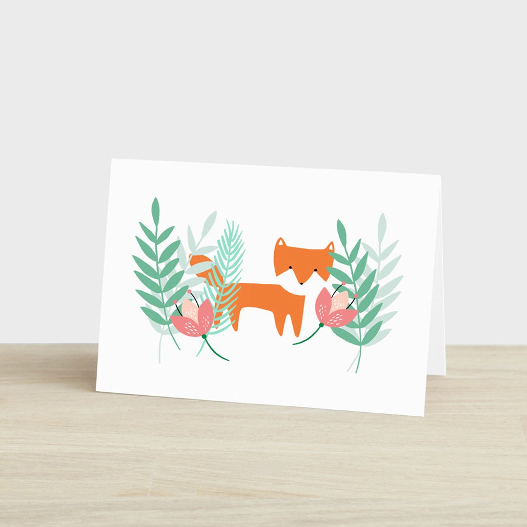 Danke Karte Fuchs danke Karte botanische danke Karte Fuchs Karte Fox ...