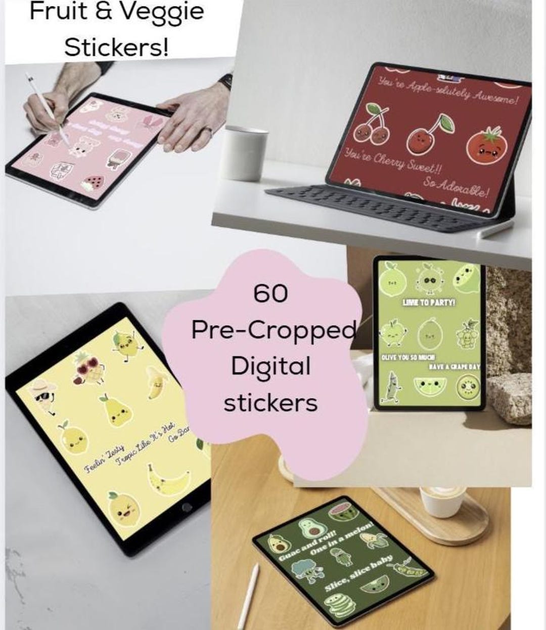 Fruit & Vegetable Digital Sticker Sheets - Etsy UK