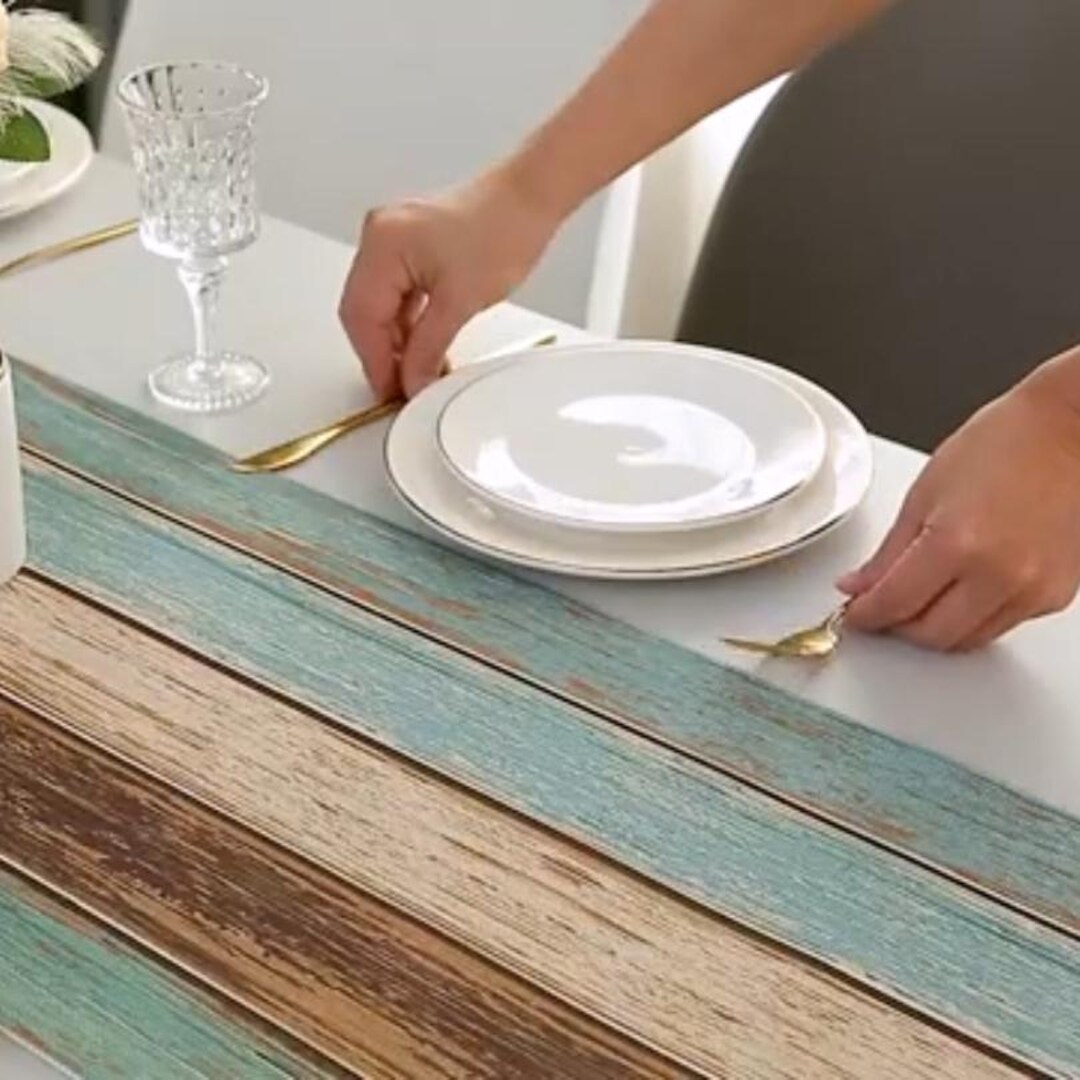 Hanrunsi Rustic Wood Table Runner – Washable Farmhouse Decor for Indoor ...
