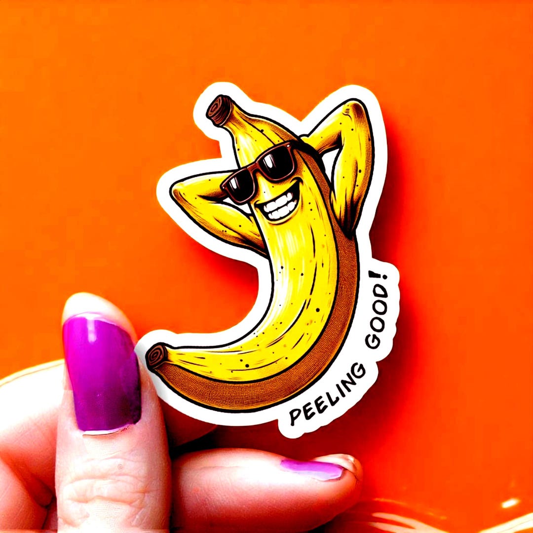 Peeling Good Banana Sticker, Funny Fruit Vinyl Decal, Pun Humor Sticker ...