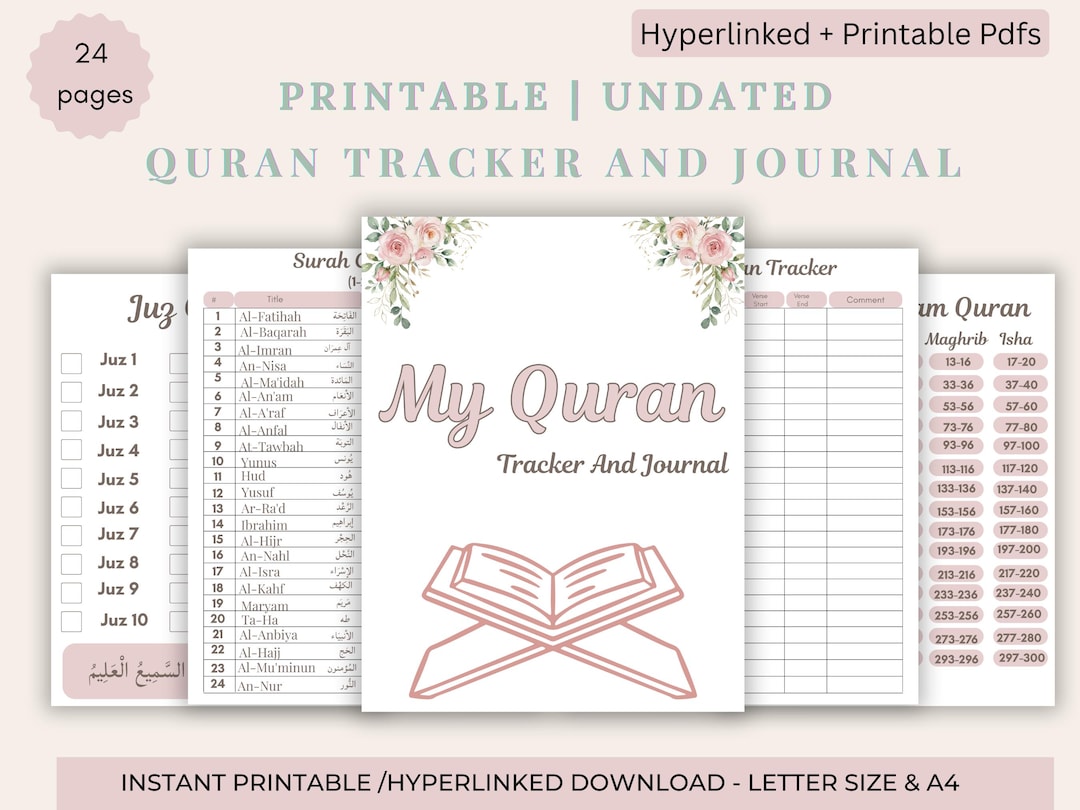 Quran Journal 2026 | Printable Surah Tracker & Hifz Log | Digital ...