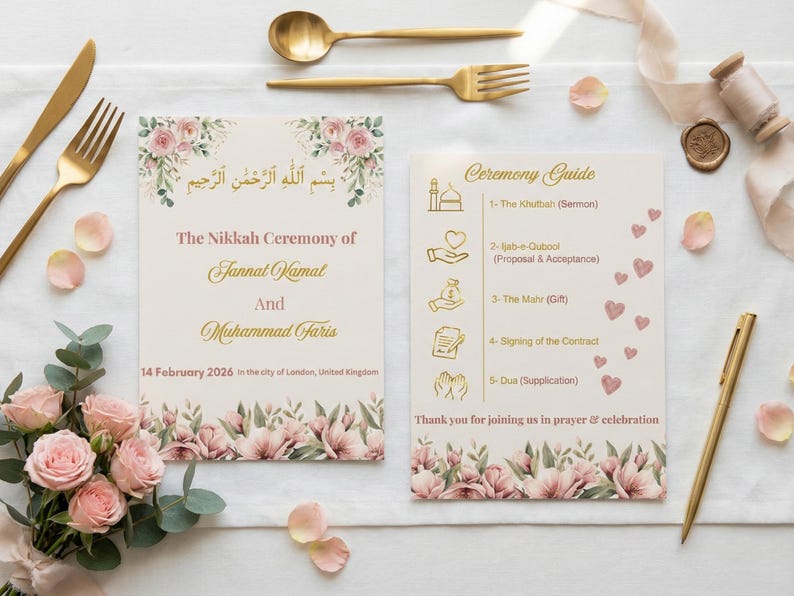 Nikkah Ceremony Guide & Wedding Program Template | Islamic Wedding ...