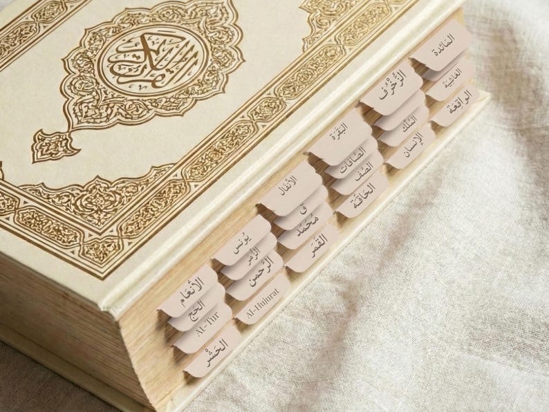 Minimalist Quran Tabs Printable | Beige & Cream Surah Index Stickers ...