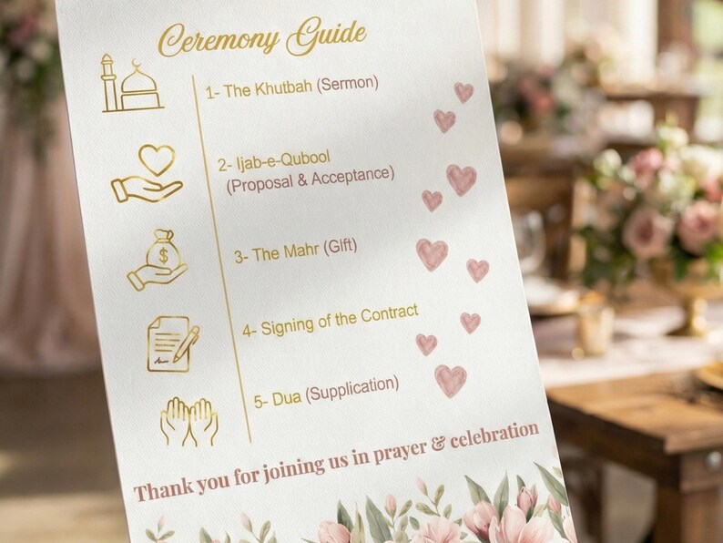Nikkah Ceremony Guide & Wedding Program Template | Islamic Wedding ...