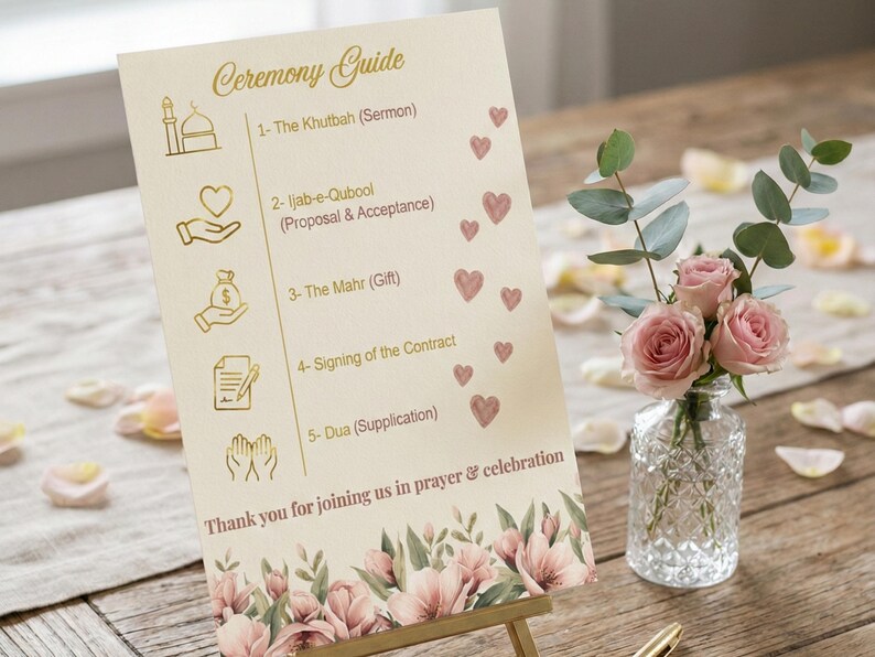 Nikkah Ceremony Guide & Wedding Program Template | Islamic Wedding ...