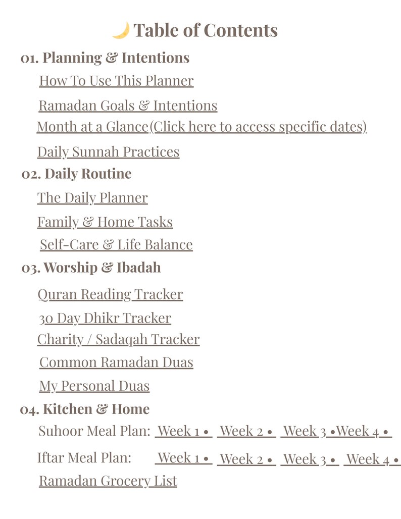 Ramadan Planner 2026 Printable and Hyperlinked PDF | Undated Islamic ...