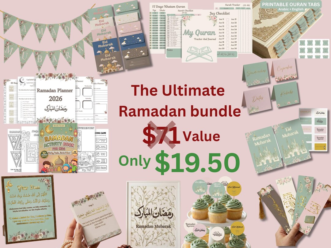 Ultimate Ramadan 2026 Bundle | Printable Planner, Quran Tabs, Kids ...