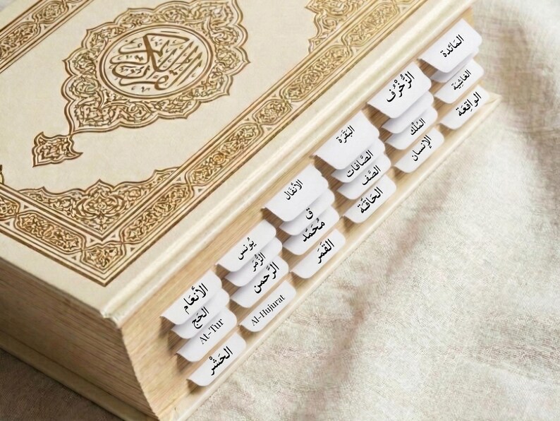 Minimalist Quran Tabs Printable | White & Black Surah Index Stickers ...