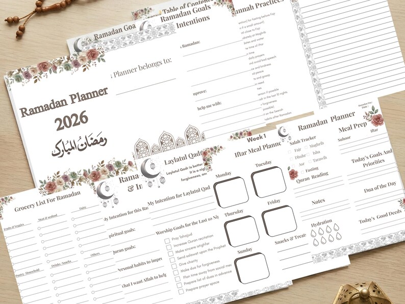 Ramadan Planner 2026 Printable and Hyperlinked PDF | Undated Islamic ...