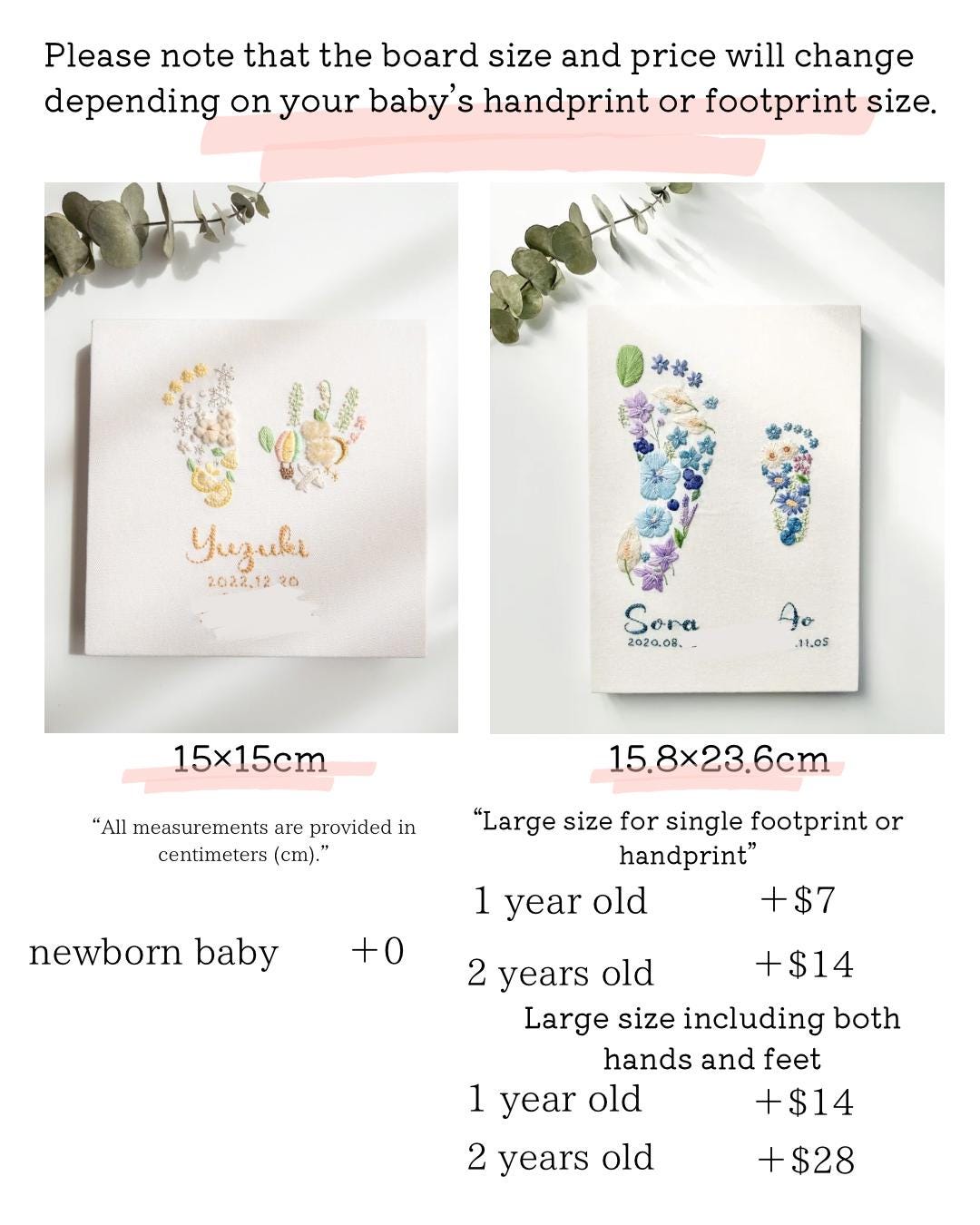 Custom Baby Handprint & Footprint Embroidery – Spring Floral Name ...