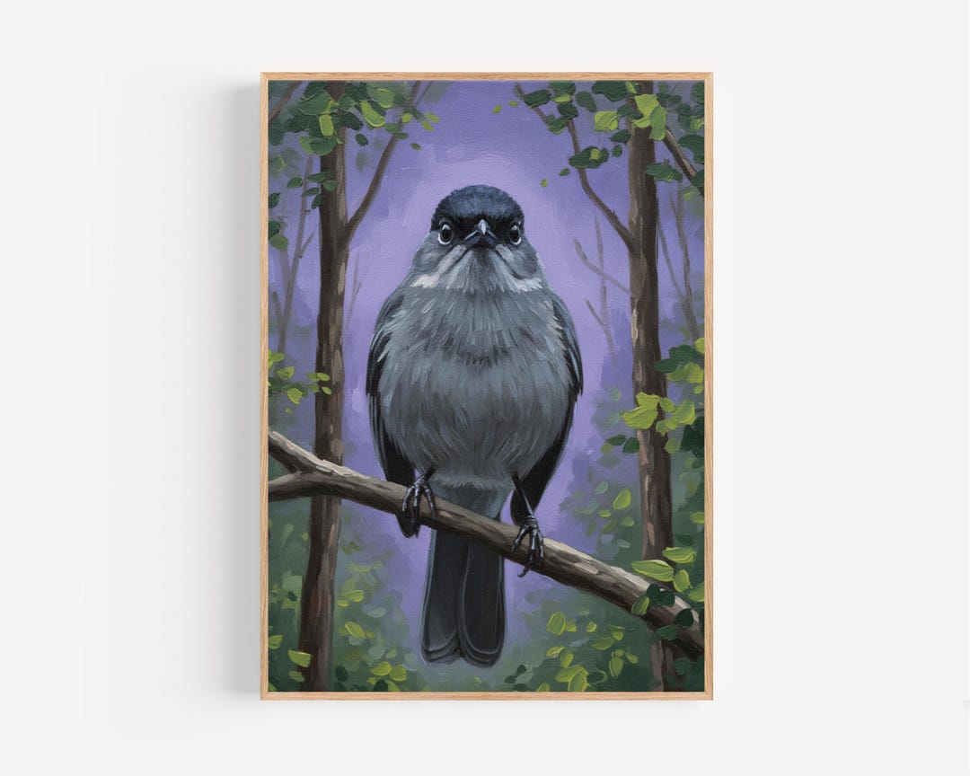 Gray Catbird Oil Painting Print Framed Poster or Canvas Gray Catbird in ...