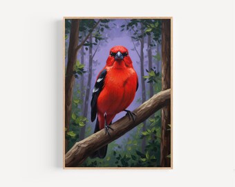 Scarlet Tanager Canvas Print - Etsy