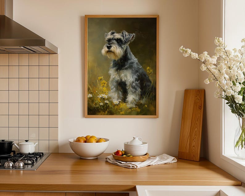 Miniature Schnauzer Watercolor Print Framed Poster or Canvas Golden ...