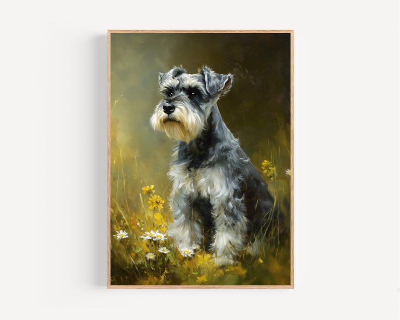 Miniature Schnauzer Watercolor Print Framed Poster or Canvas Golden ...