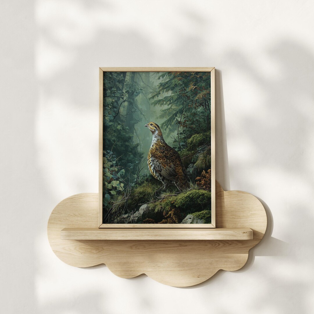 Fichte Moorhuhn Aquarell Druck gerahmtes Poster oder Leinwand Fichte ...