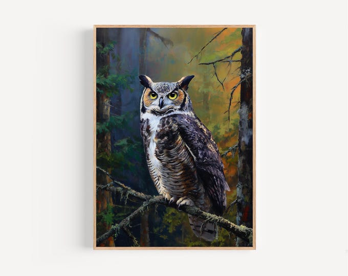 Great Horned Owl | 8"x8" Art Print of Original Ink Drawing | Animal Art ...