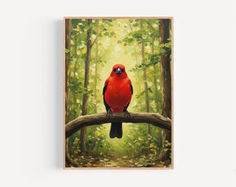 Scarlet Tanager Canvas Print - Etsy